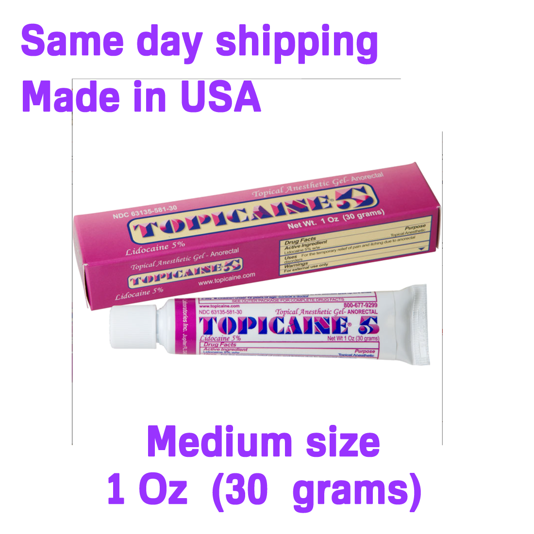 Topicaine 5 numbing cream for relief of pain and itching, associated ...