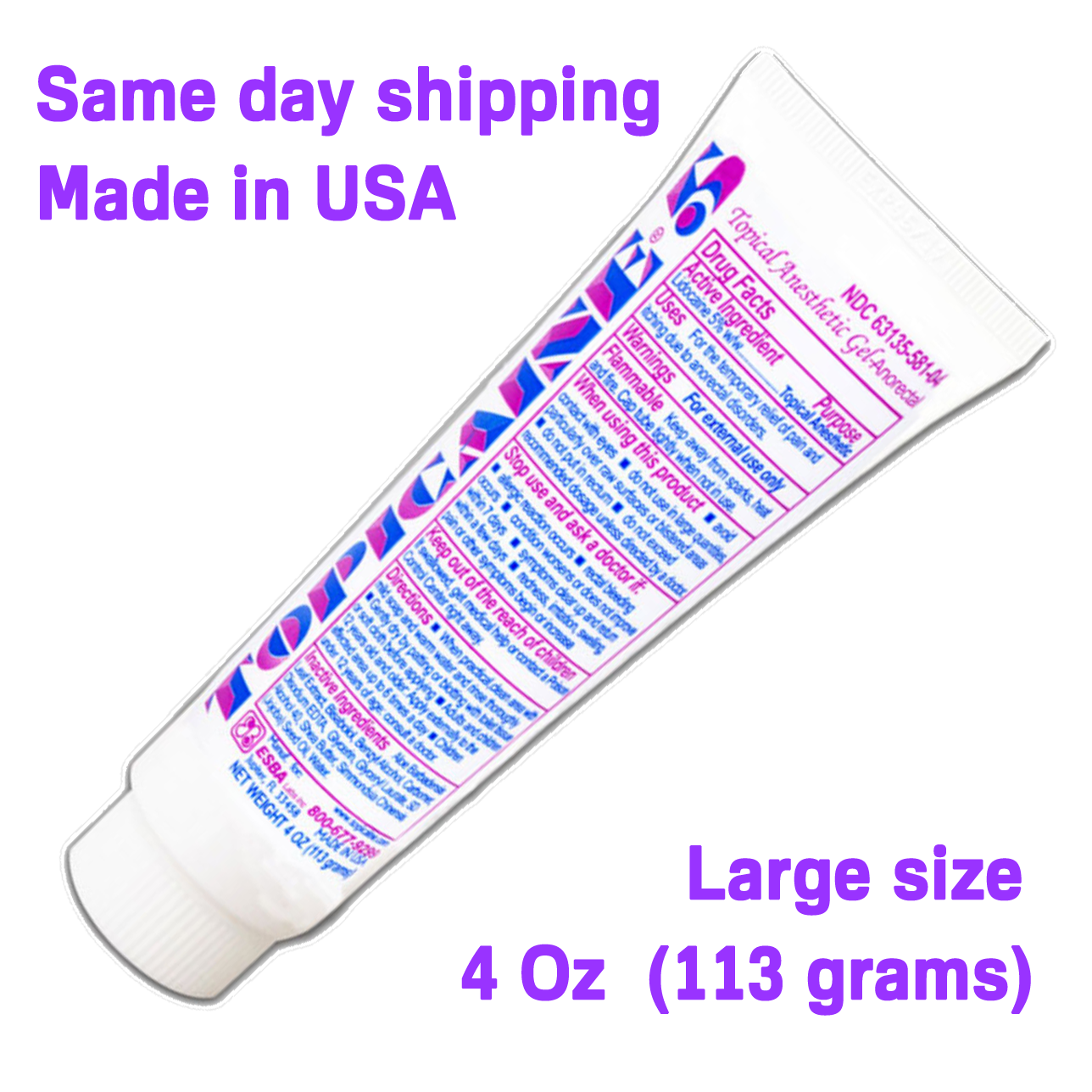 Topicaine 5 topical anesthetic lidocaine 5%, 4 Oz (113 grams) anorecta ...
